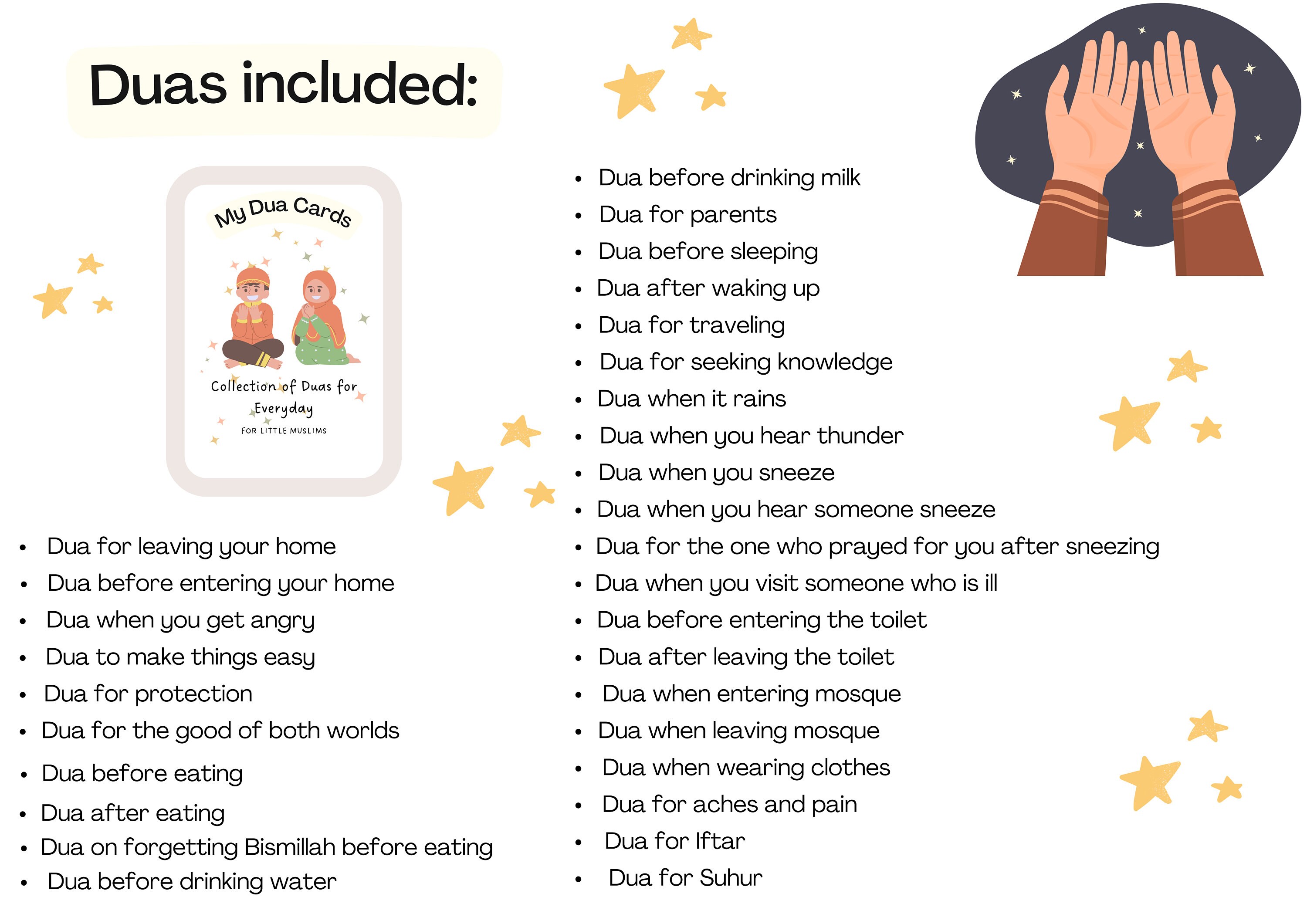 Set of 30 Islamic Dua Cards for Children|printable|colorful Cards With ...
