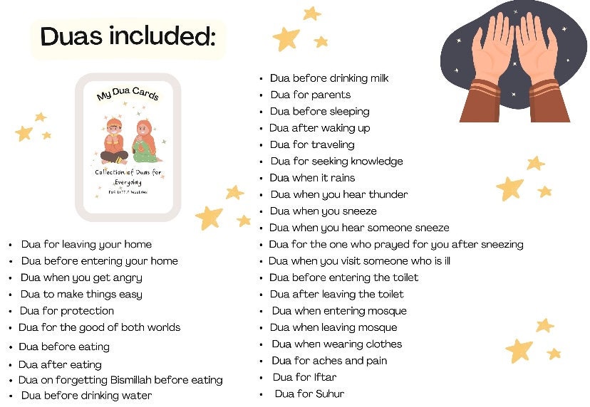 Dua Flash Cards for Children Printed and Laminated Assembled With ...