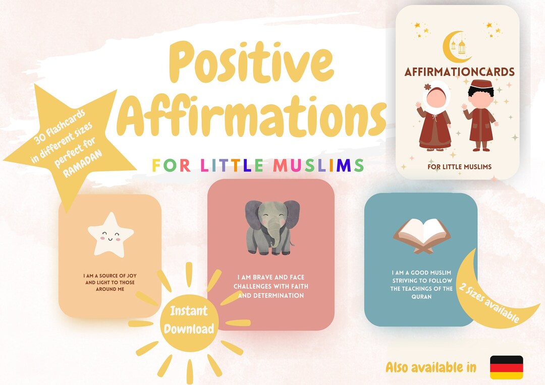 30 Islamic Affirmation Cards for Kids|printable| Positive Islamic ...