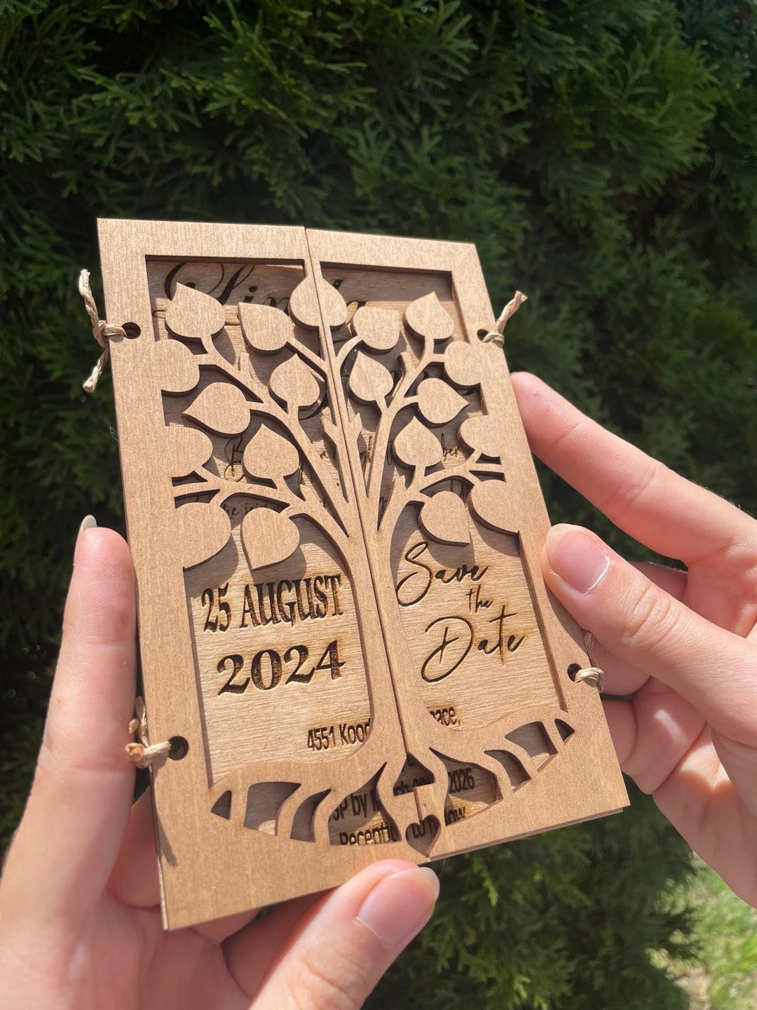 Rustic Wedding Invitations Wooden Invitation Set Tropical Wooden ...