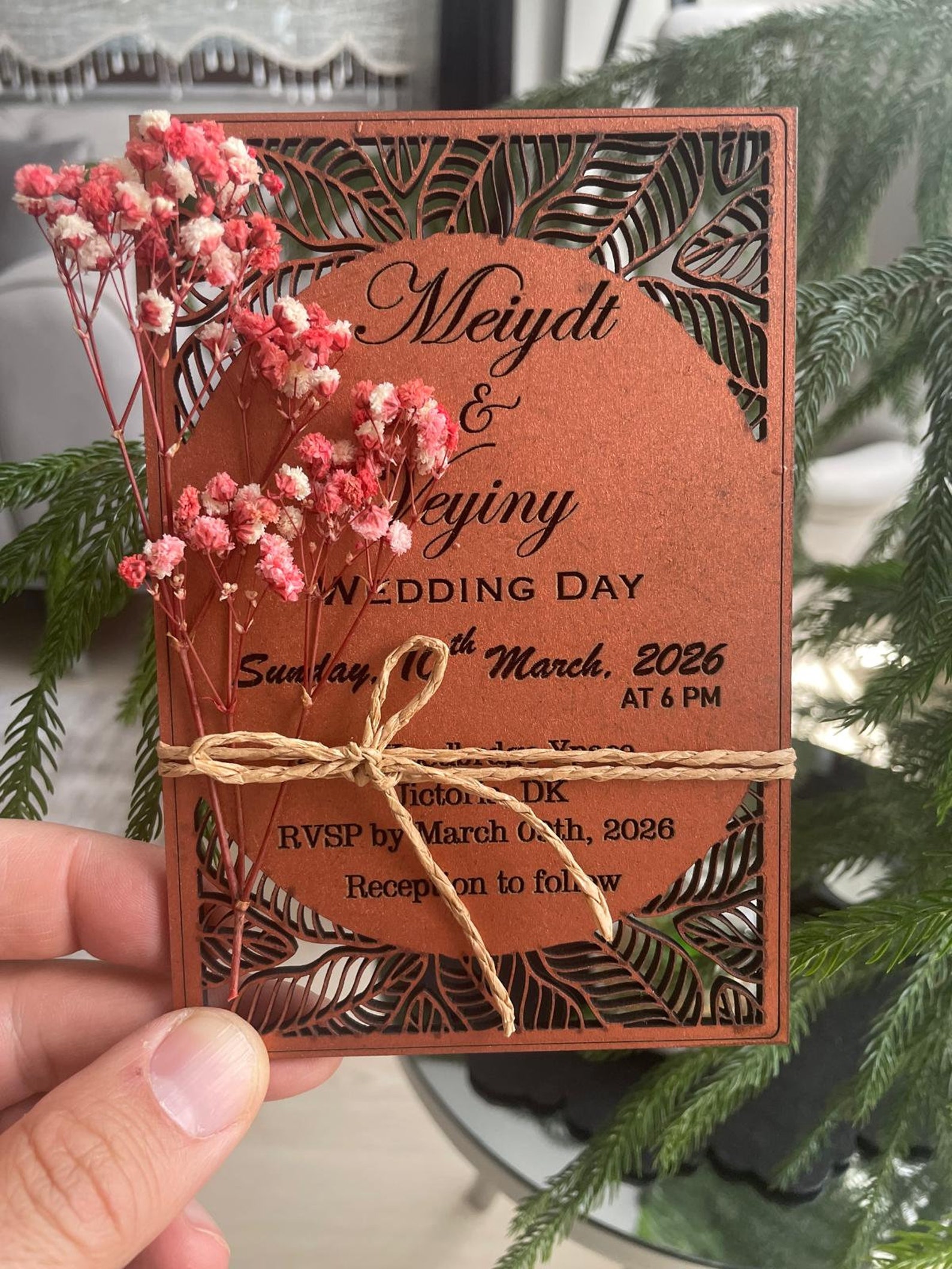 Personalized Wooden Invitation Wooden Invitation Tropical Wooden ...