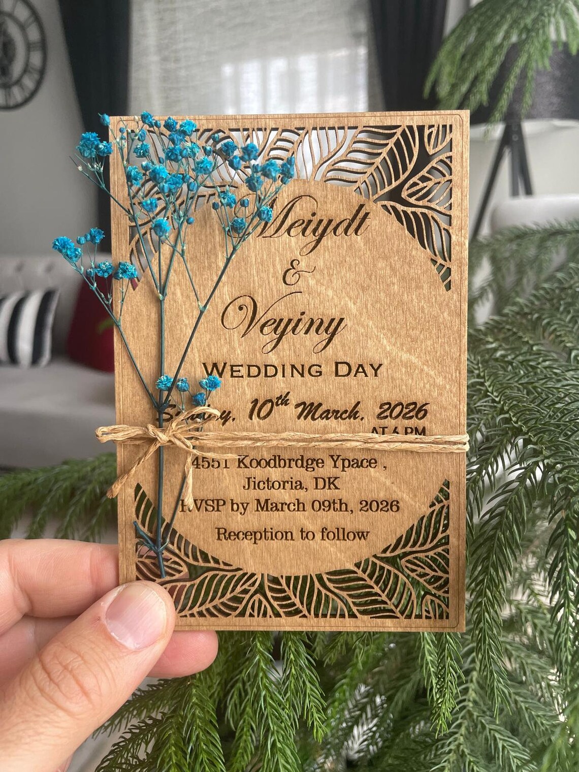 Personalized Wooden Invitation Wooden Invitation Tropical Wooden ...