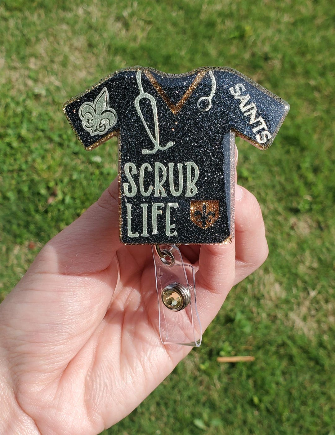 Football Inspired Scrub Life Interchangeable Badge/retractable Reel/id ...