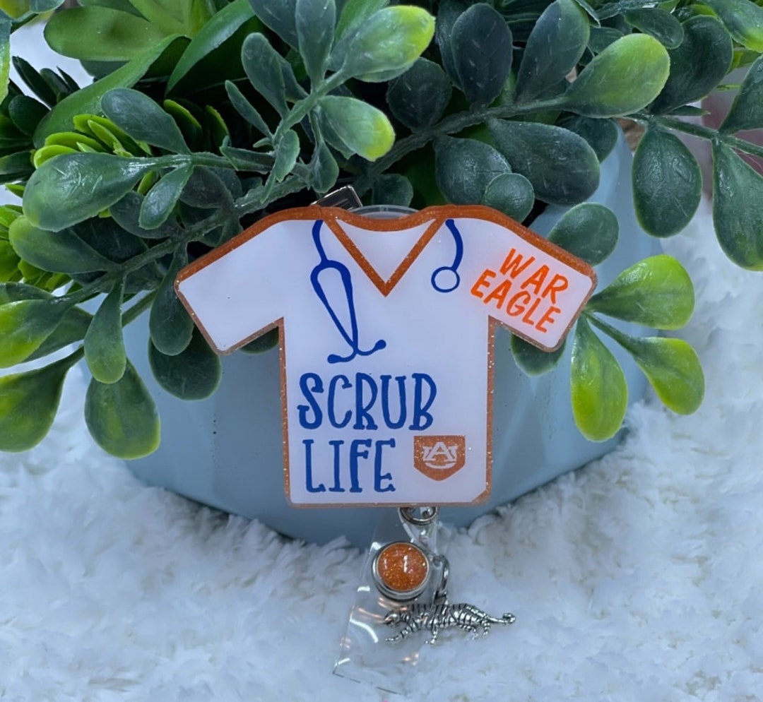 Football Inspired Scrub Life Interchangeable Badge/retractable Reel/id ...