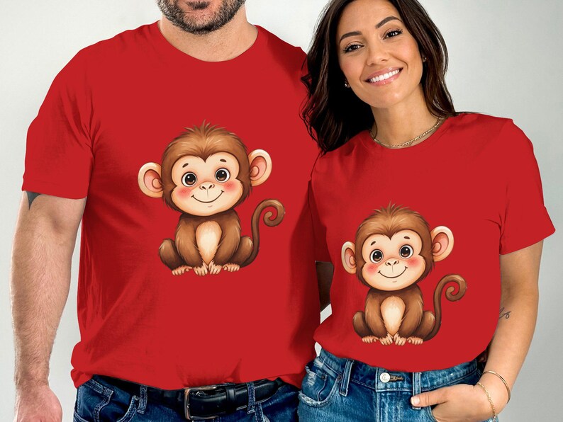 Monkey Cartoon T-shirt, Animal Lover Graphic Tee - Etsy