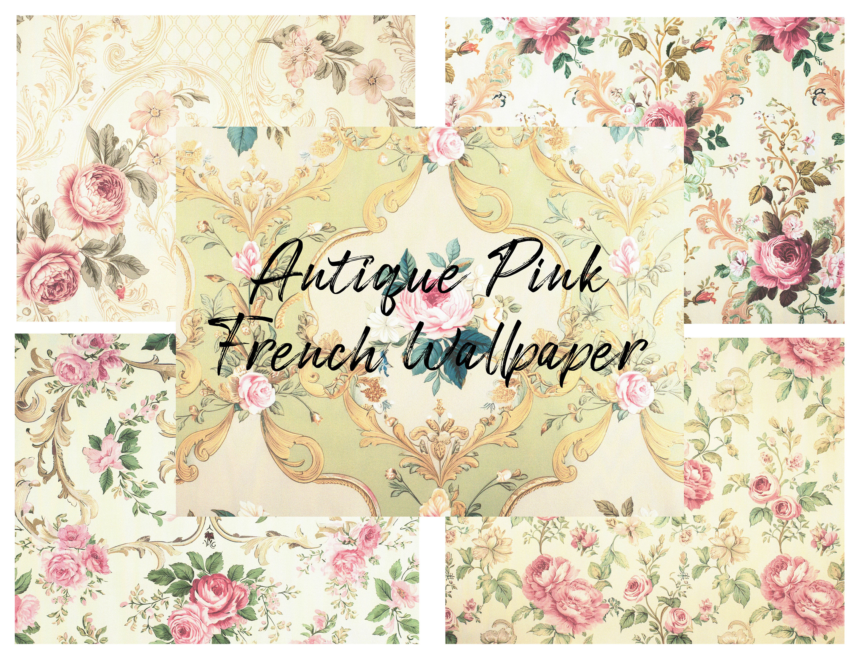 Antique Pink Floral Wallpaper; Shabby Chic, Vintage, French, Roses ...