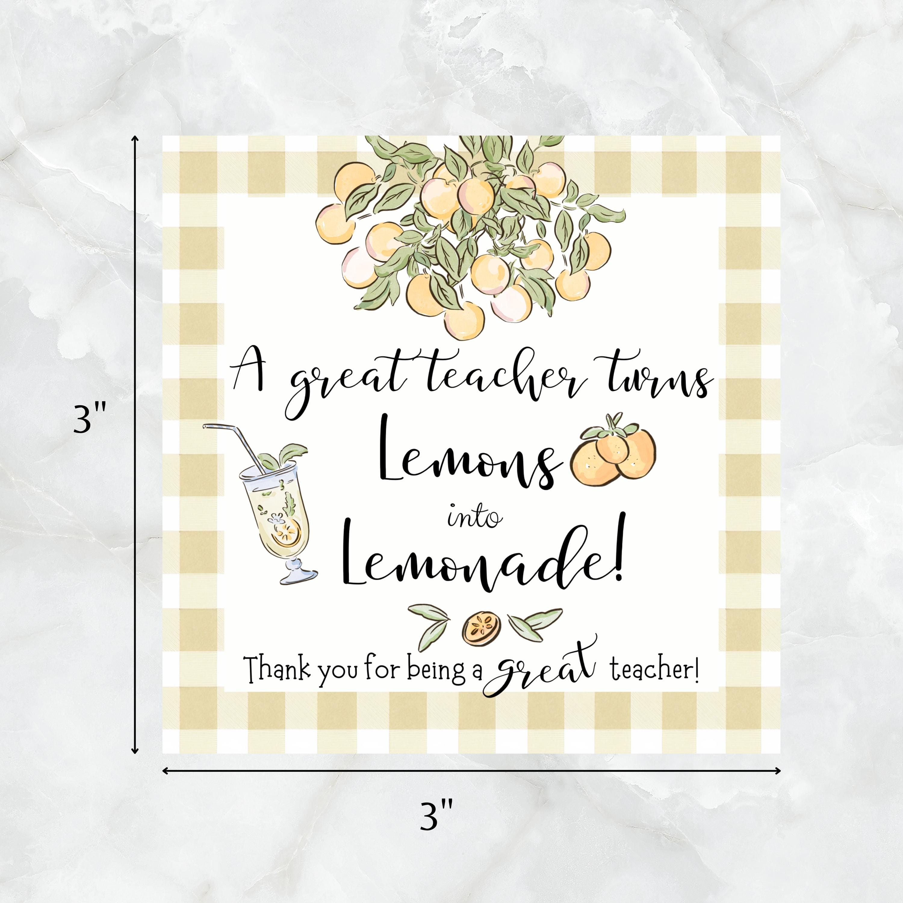Lemons to Lemonade Teacher Gift Tag, Appreciation Printable (digital ...