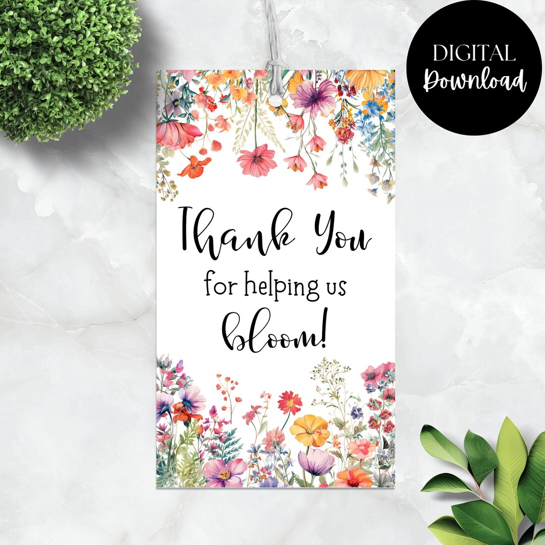 Teacher Appreciation Tag, Thank You for Helping Us Bloom 2" X 3.5" Gift ...