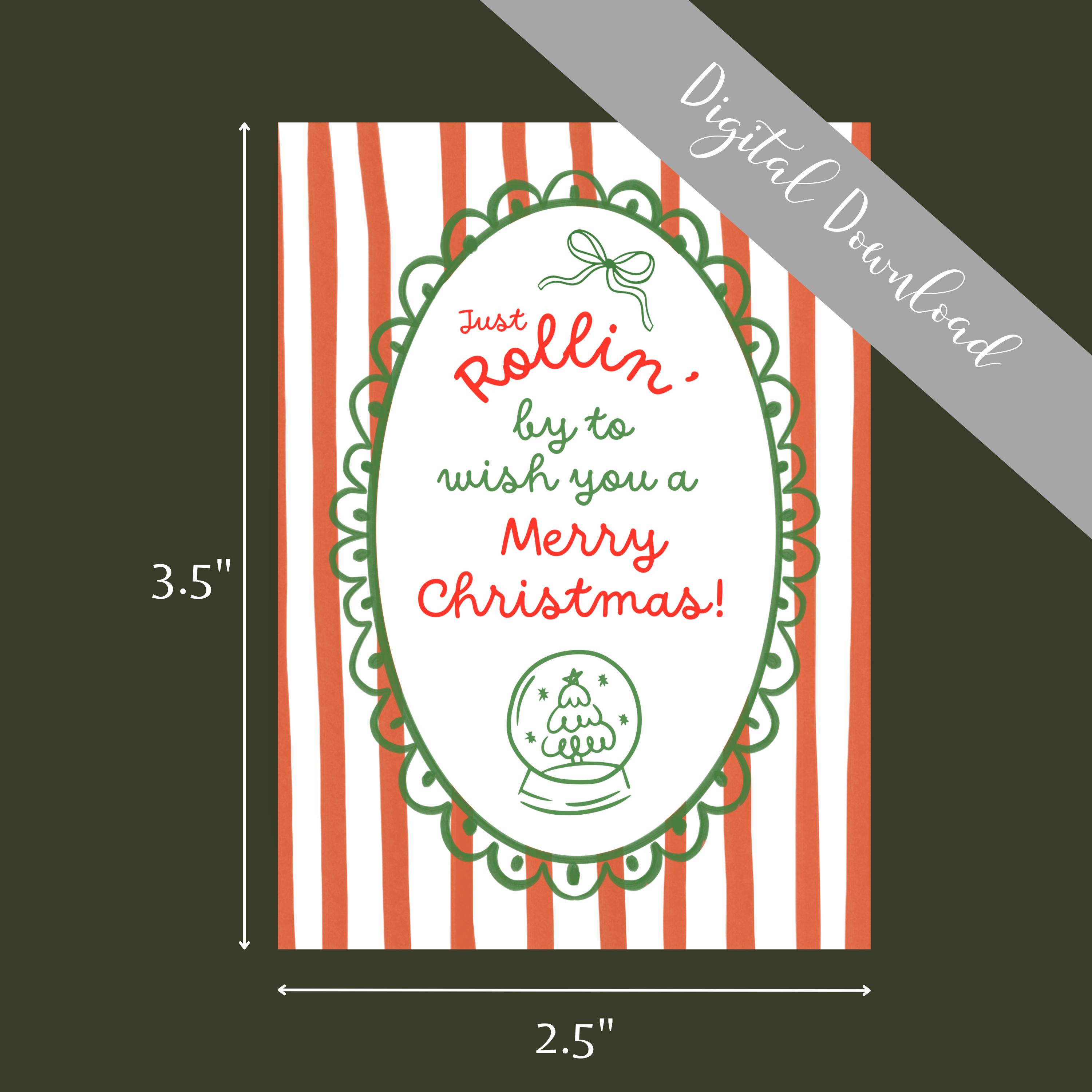 Just Rollin' by to Wish You a Merry Christmas! 2.5" X 3.5" Christmas ...