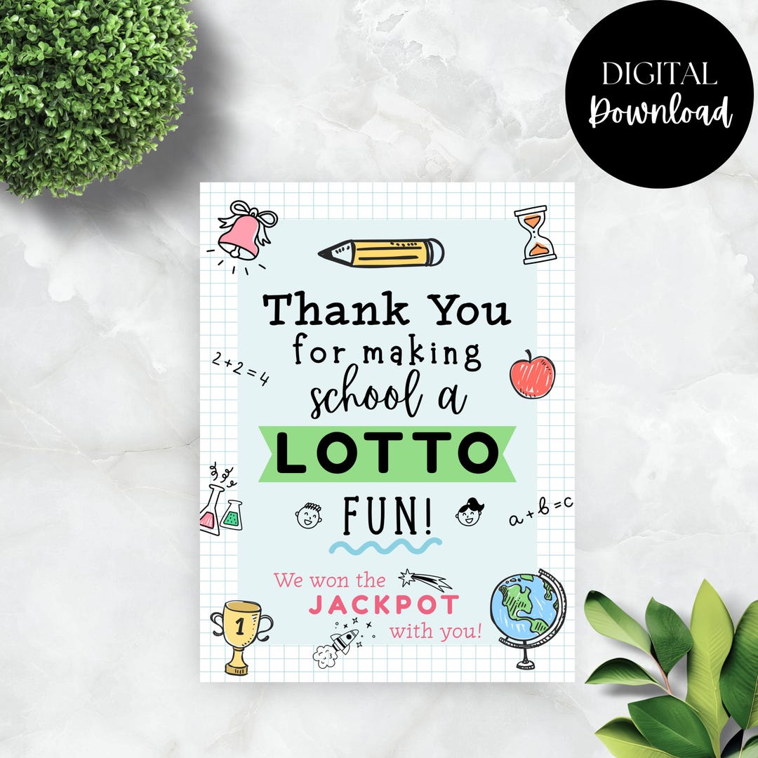 Teacher Appreciation Gift Tag: Lotto Fun Design (digital Download) - Etsy
