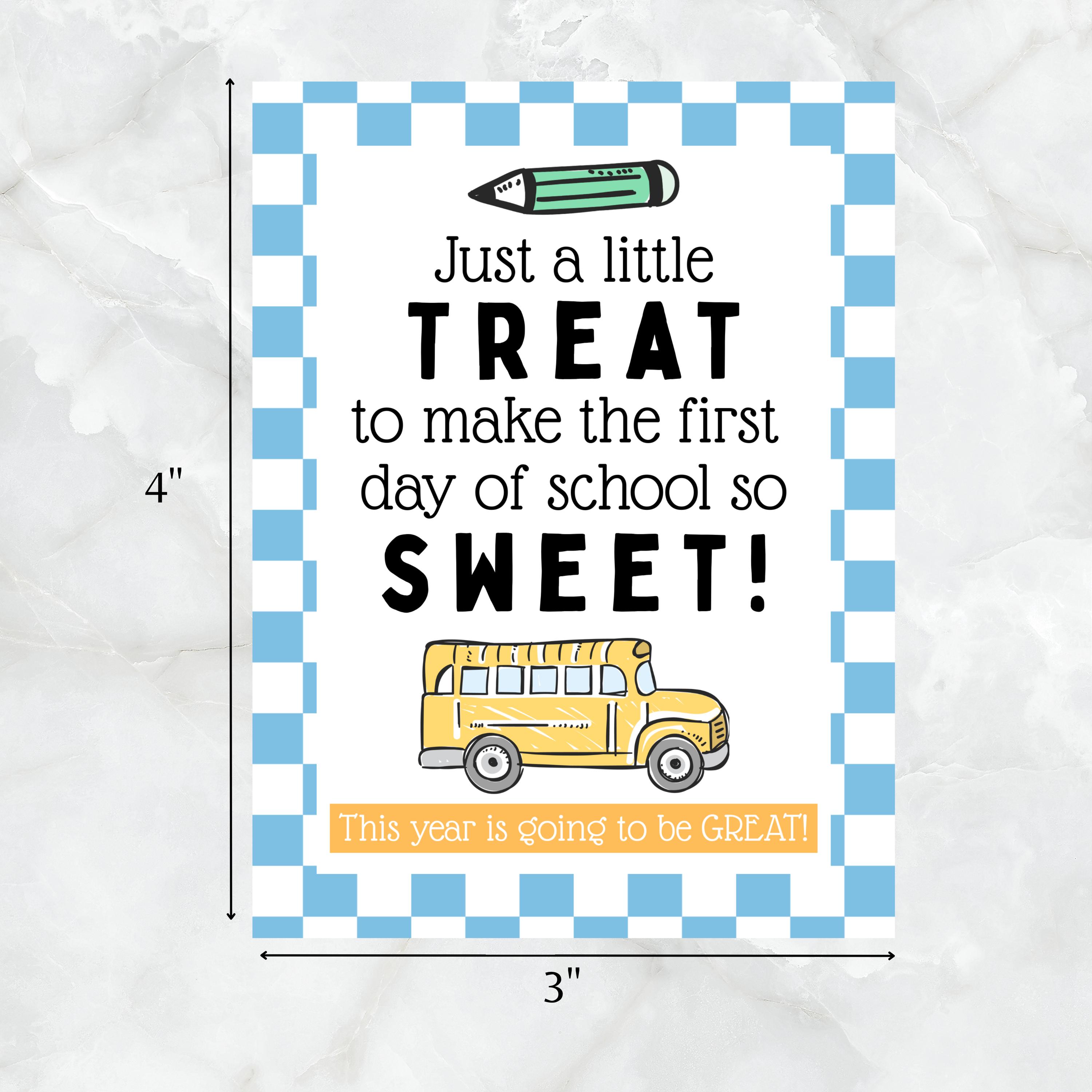 Back to School Gift Tags: First Day Treat, 3x4" (PDF Downloadable Files ...