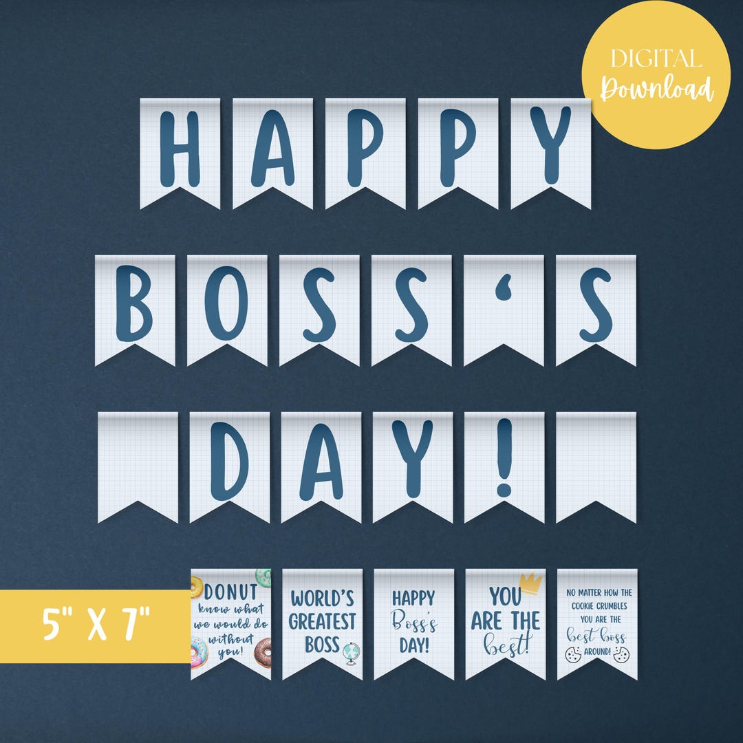 Happy Boss's Day! Banner / 5" X 7" Digital Download, PDF / World's ...