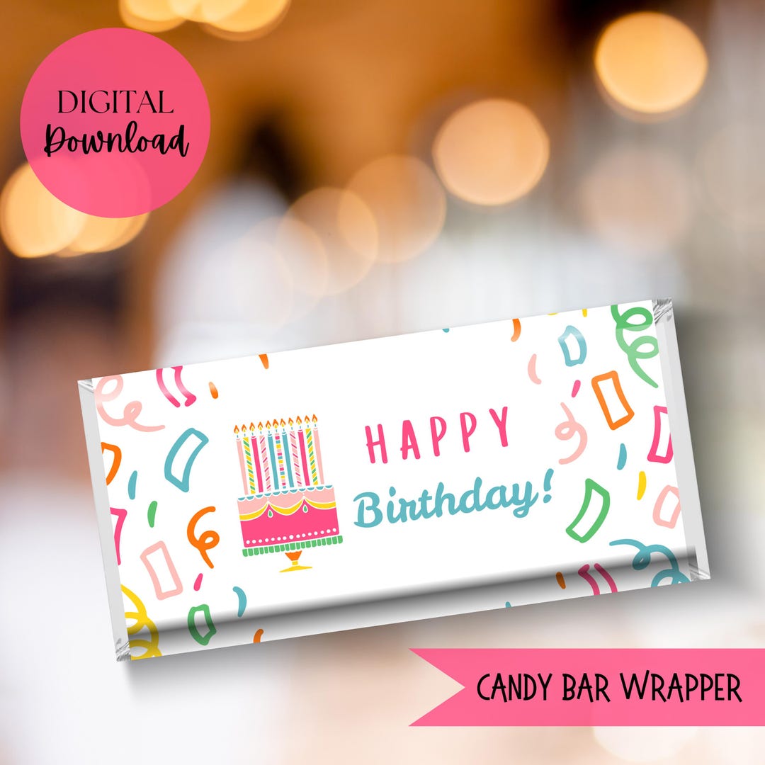 Happy Birthday Candy Bar Wrapper Printable (PDF) - Etsy