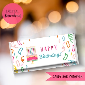 Happy Birthday Candy Bar Wrapper Printable (PDF) - Etsy