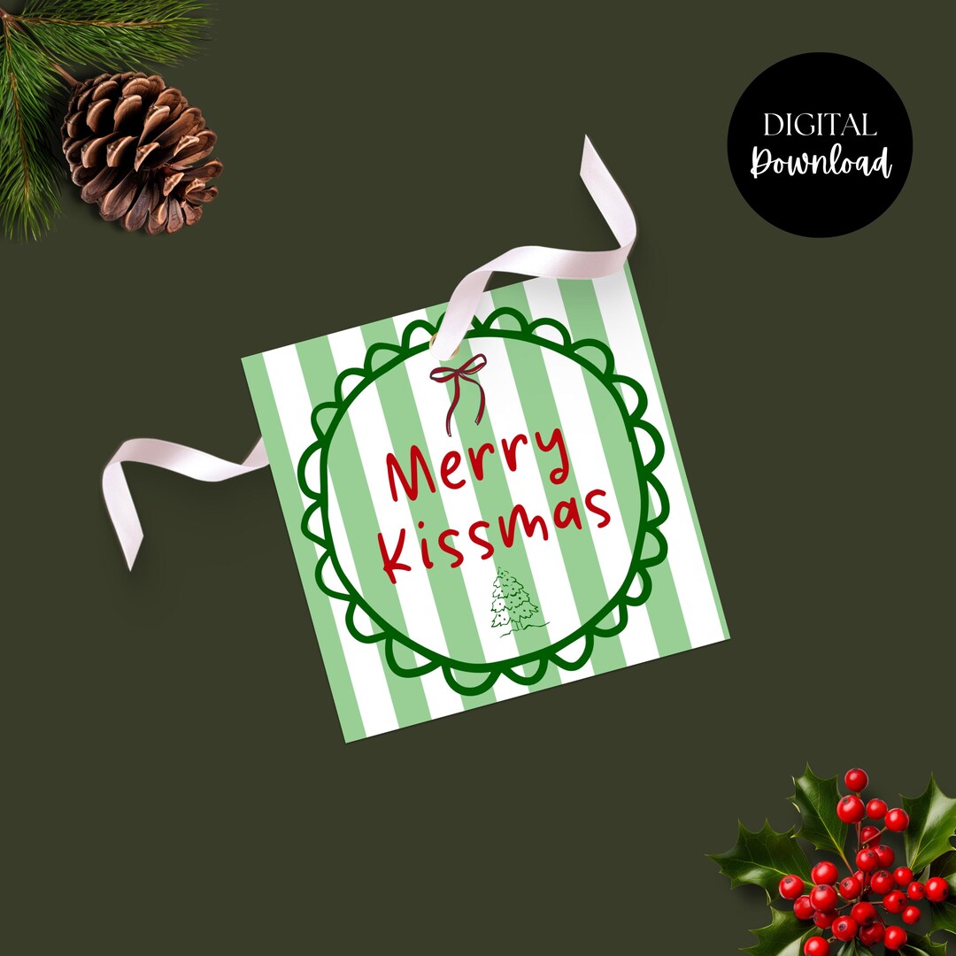 Merry Kissmas Christmas Tag / Lip Gloss Tags / Hershey Kisses Tag ...