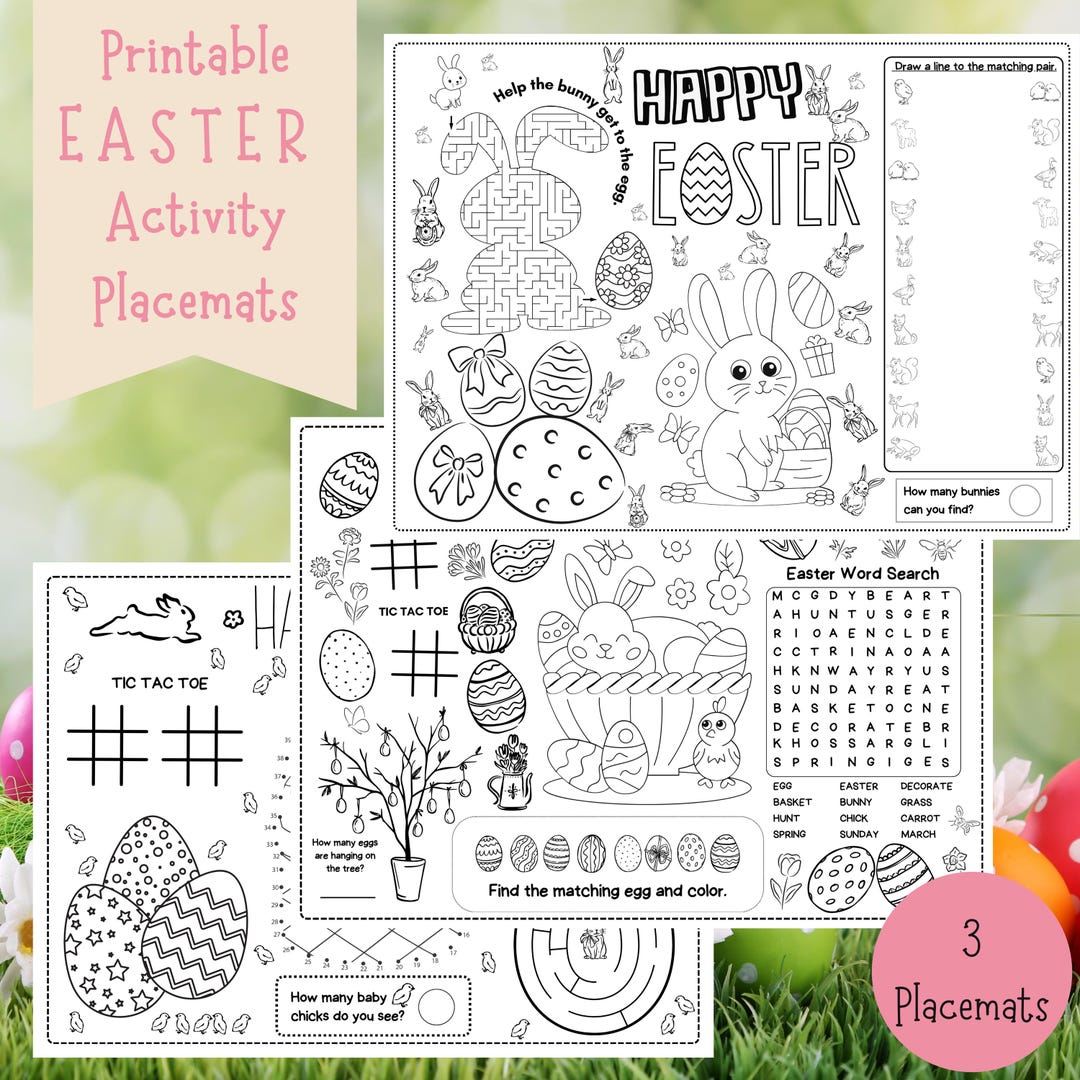 Printable Easter Activity Placemats, Fun Easter Activity Sheets for ...