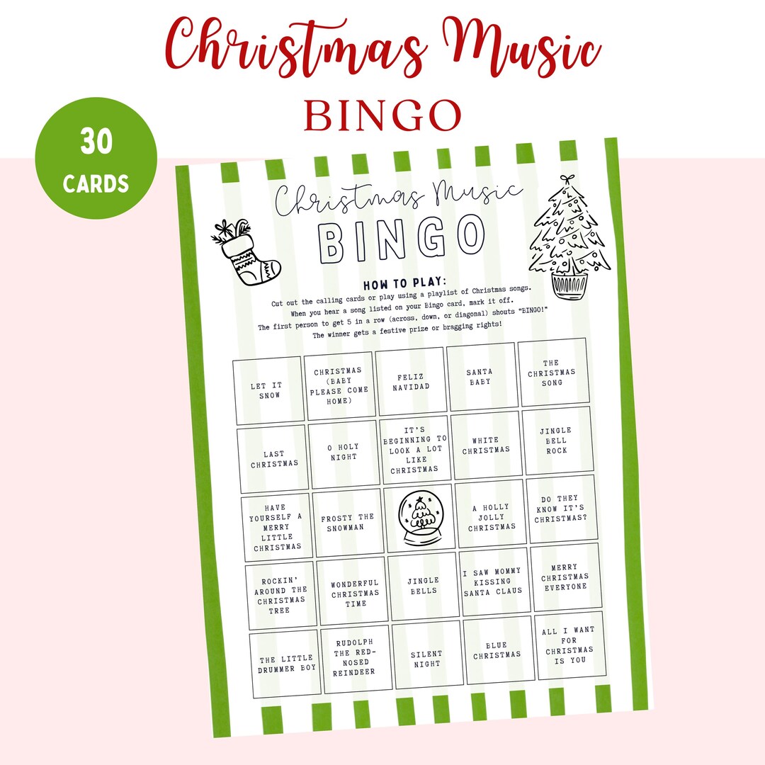 Christmas Music Bingo / 2 Sizes 8.5" X 11" & 5" X 6.5" / Christmas ...