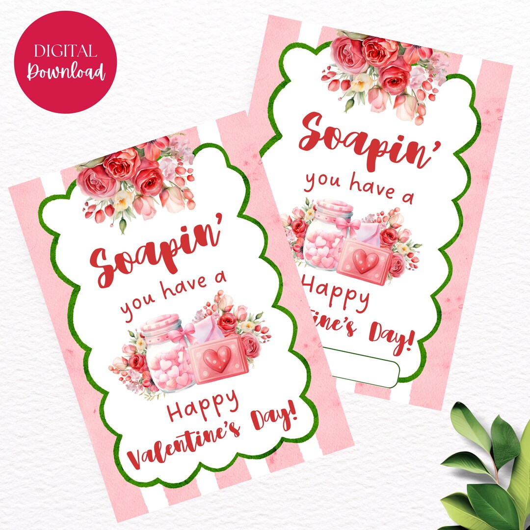 Soapin' You Have a Happy Valentine's Day! Valentine 2.5" X 3.5", for ...