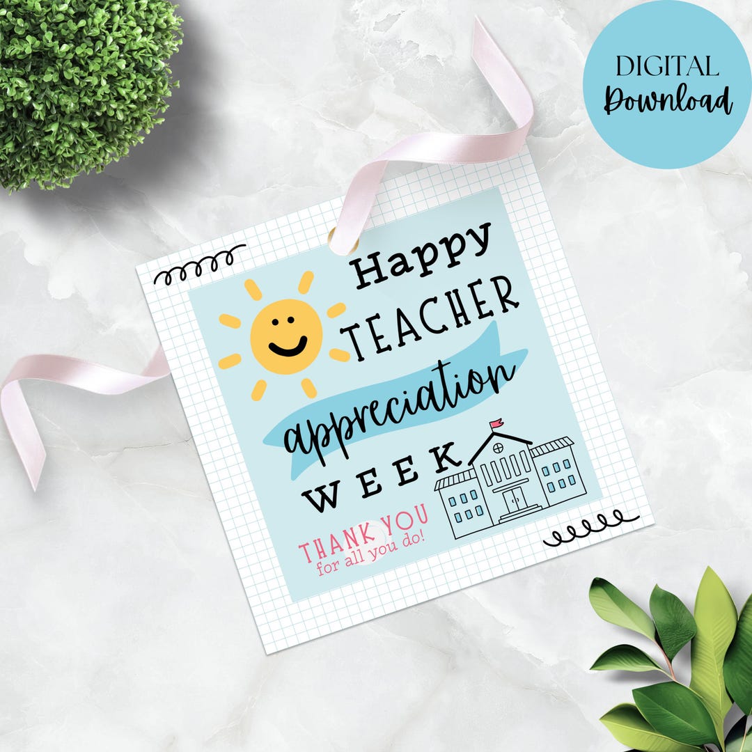 Happy Teacher Appreciation Week Gift Tag 3" X 3", Teacher Thank You Tag ...