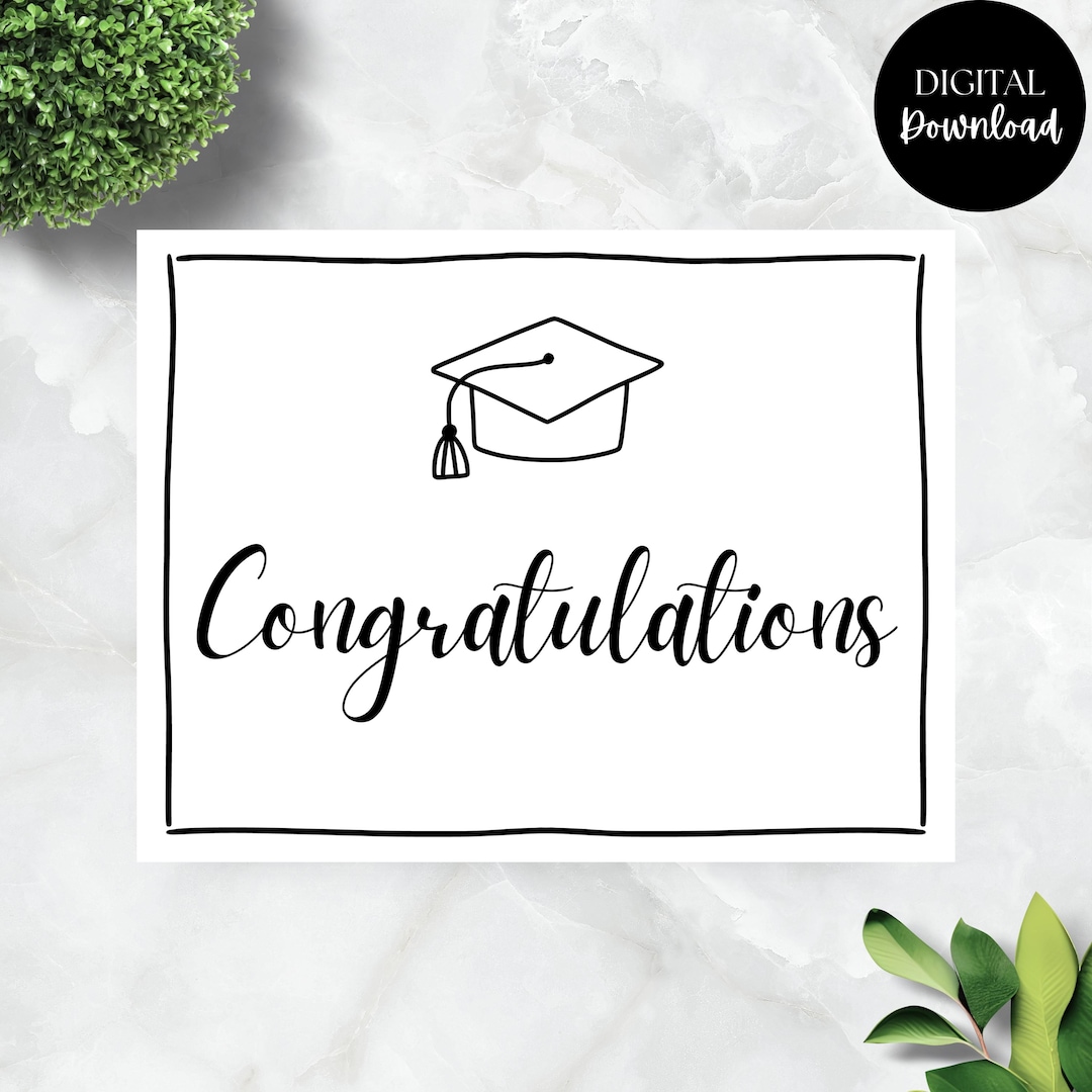 Graduation Sign: Congratulations Card, Printable Party Decor (PDF) - Etsy