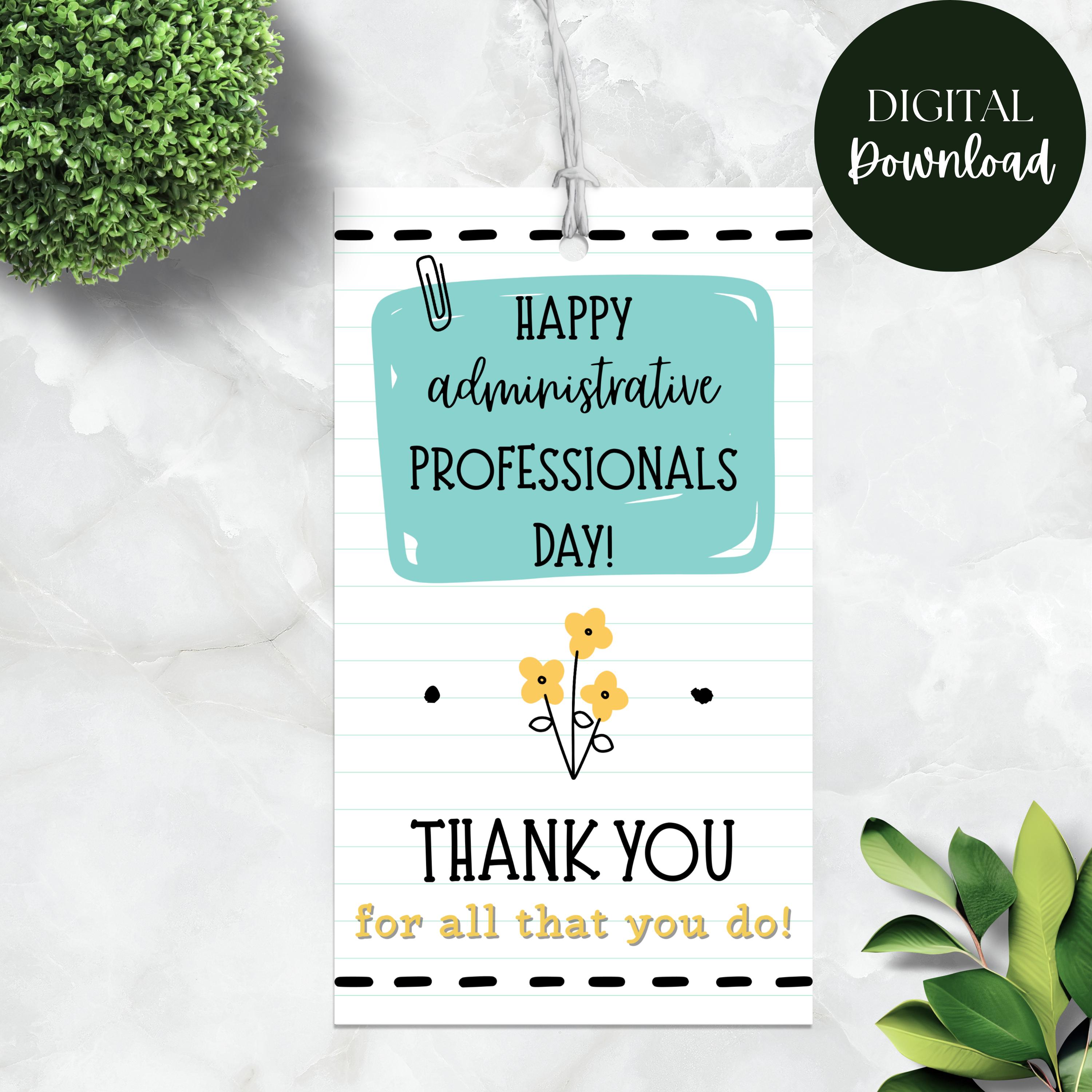 Administrative Professional Day Gift Tag: Printable Thank You Card ...