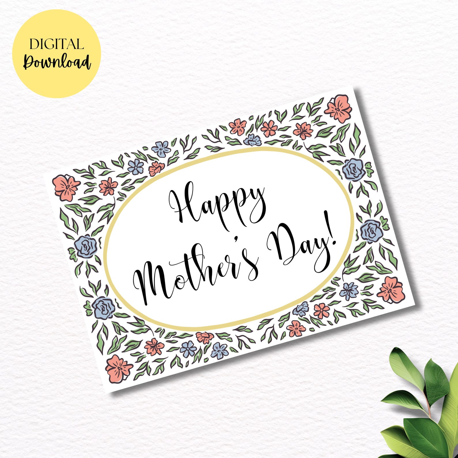 Happy Mother's Day Gift Tag, Printable Floral Gift Tag for Mom, 2.5" X ...