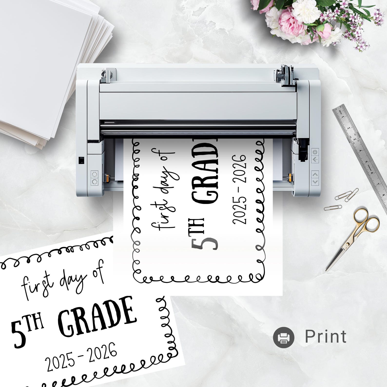 First Day of Fifth Grade Sign: Printable Back to School Photo Prop (PDF ...