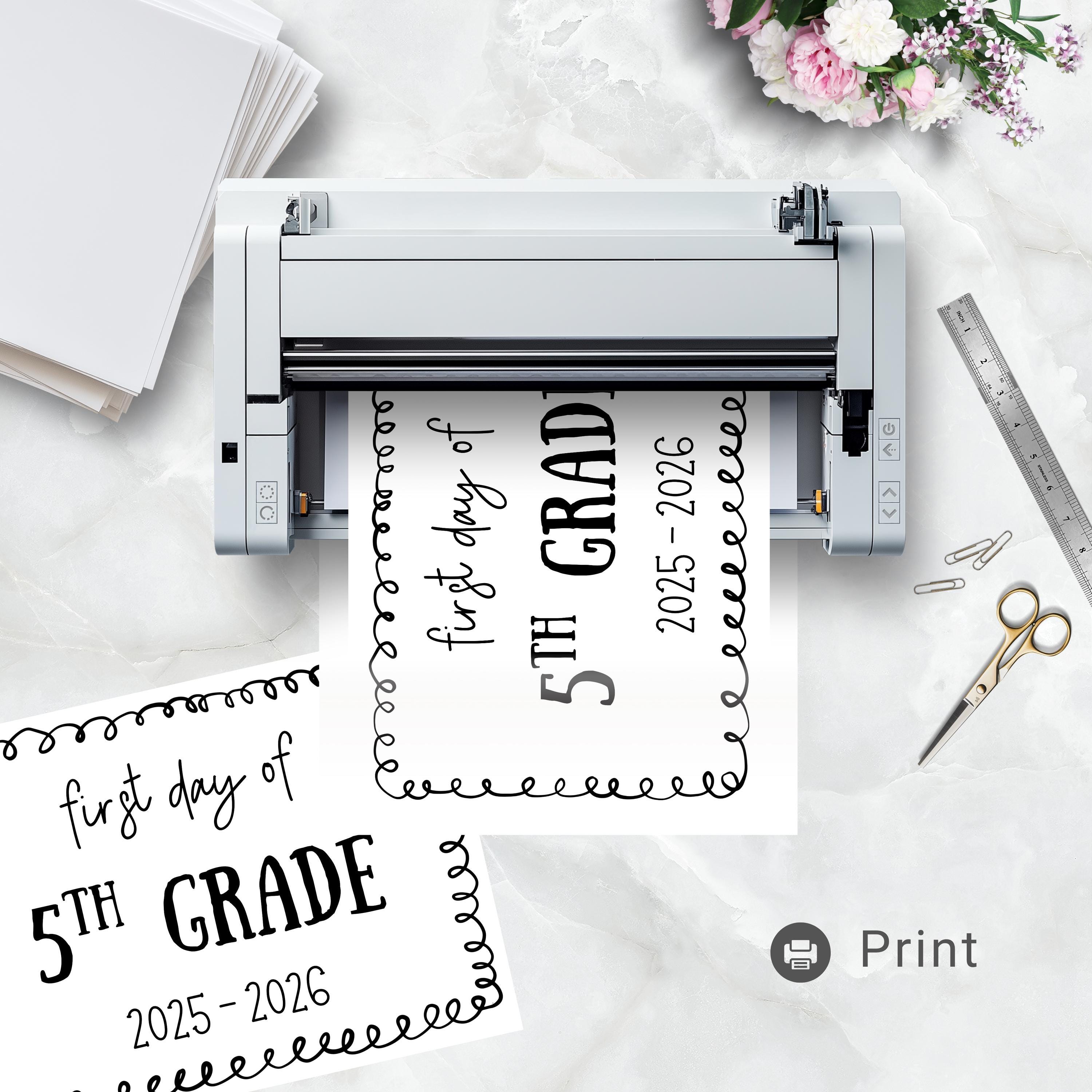 First Day of Fifth Grade Sign: Printable Back to School Photo Prop (PDF ...