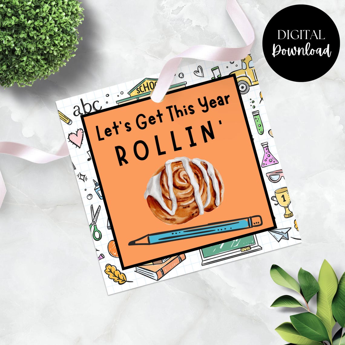 Cinnamon Roll Gift Tag Printable, Back to School PTA Teacher Gift ...