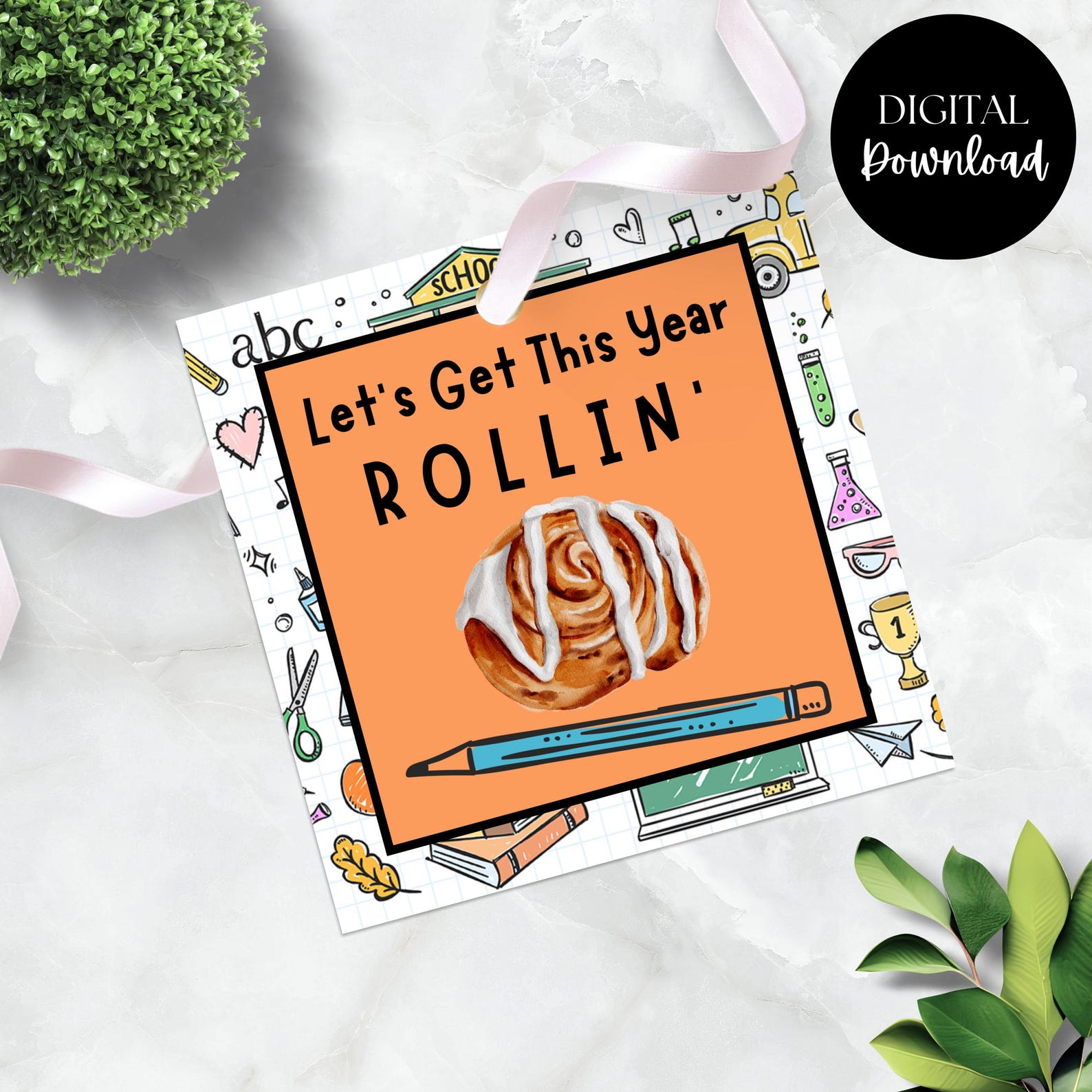 Cinnamon Roll Gift Tag Printable, Back to School PTA Teacher Gift ...