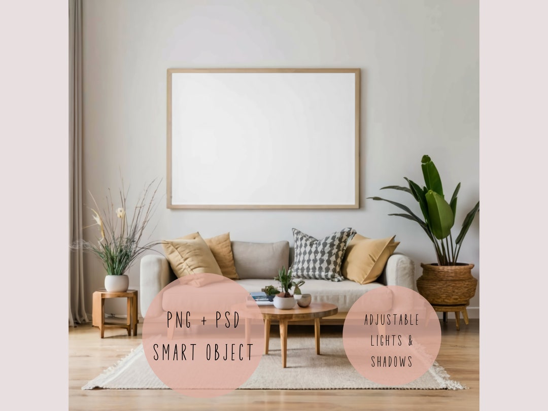 Mockup Horizontal Canvas Wall Art Mockup Wall Frame Muted Color Palette ...