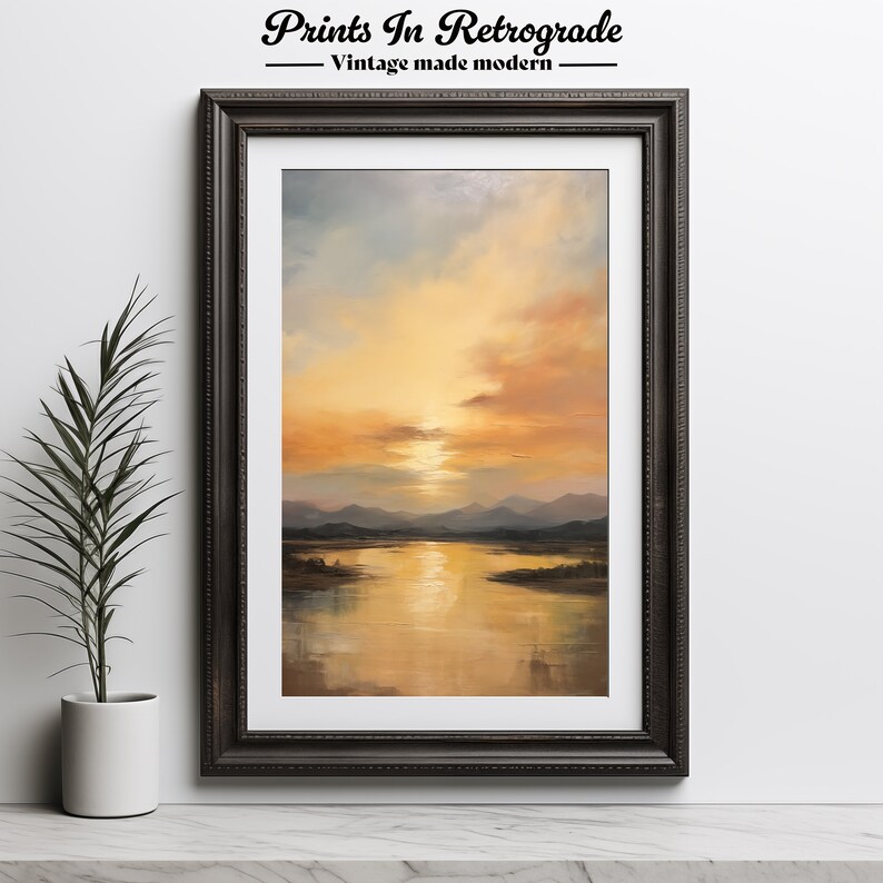 Lake Sunset - Oil Painting - Digital Art - Orange - Awe-inspiring ...