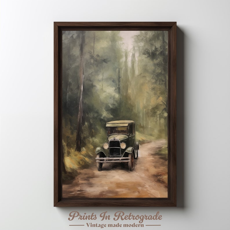 Model A Painting Oil Painting - Digital Print Antique Car in Woods ...
