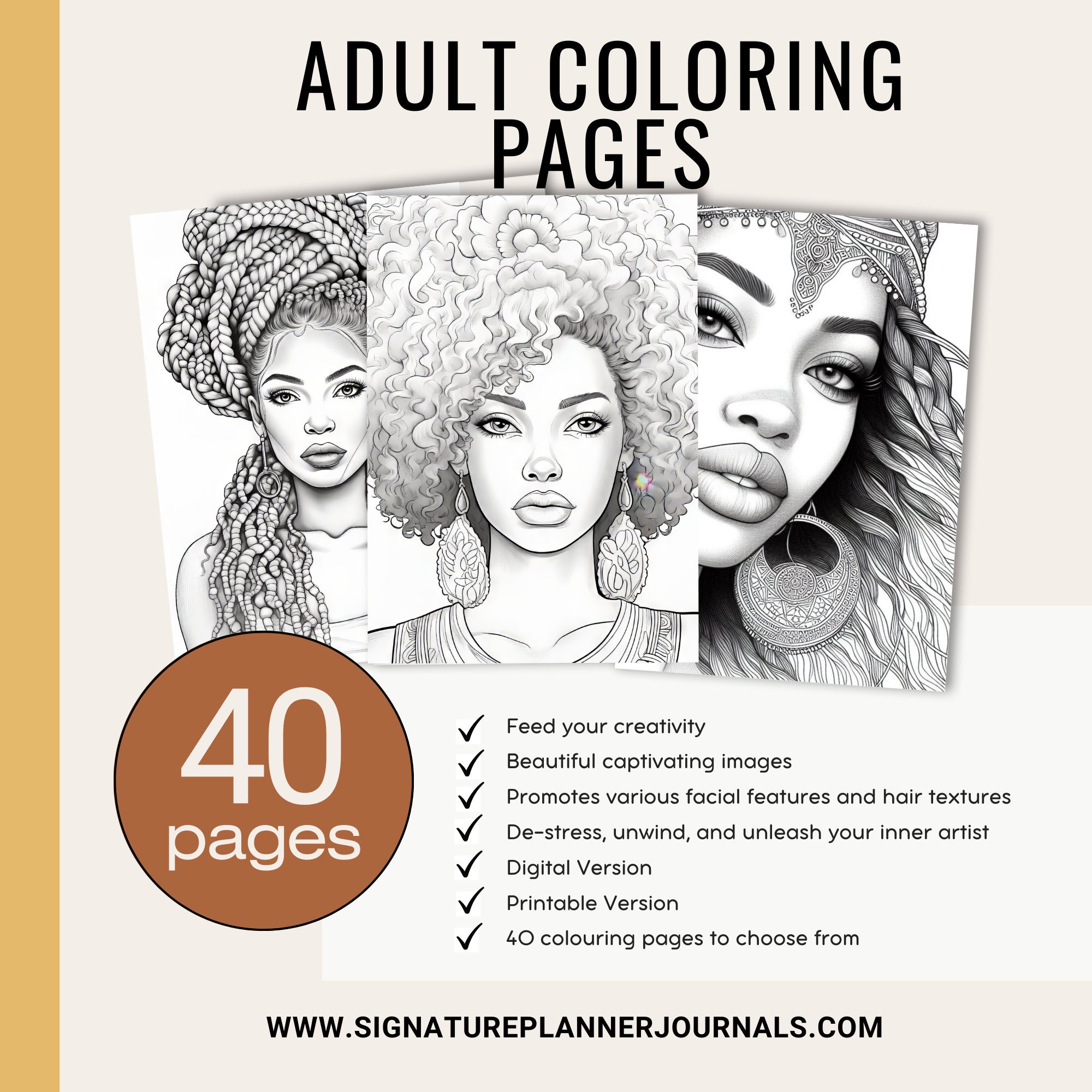 40 Strong Women Coloring Pages Adult Stress Relief, Adult Colouring ...