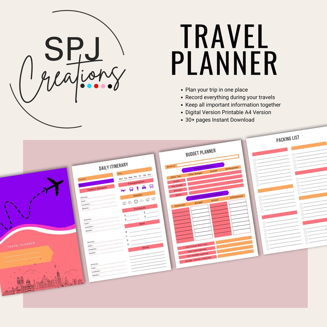 Travel Planner Digital & Printable | Trip Itinerary Planner | Vacation ...