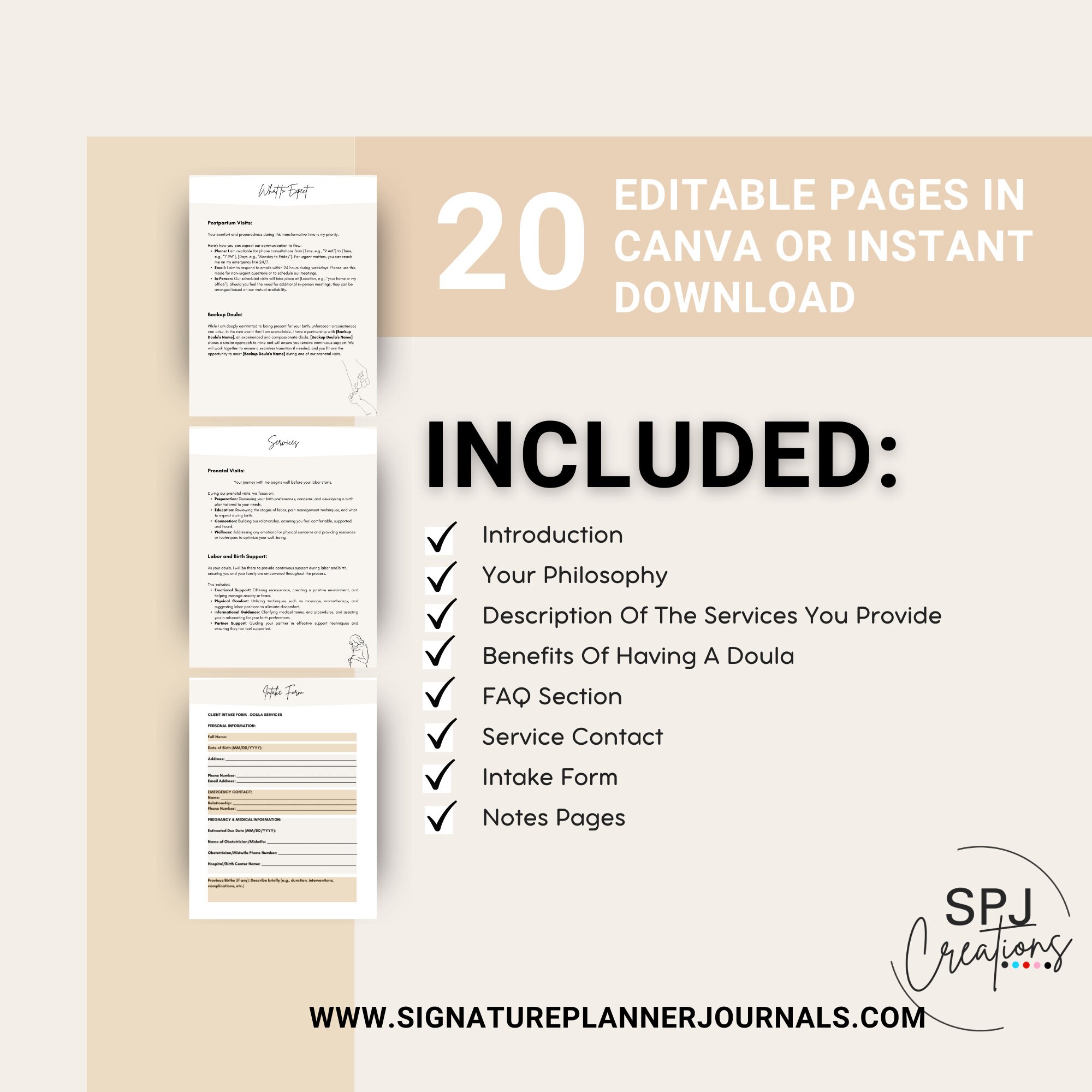 Editable Birth Doula Agreement Canva Template, Doula Client Forms, New ...