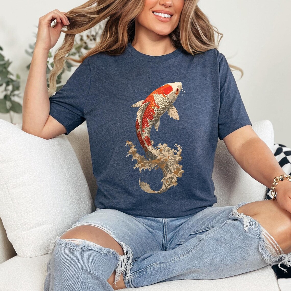 Retro Japanese Koi Fish T-shirt,japanese Shirt,japanese Street Wear ...