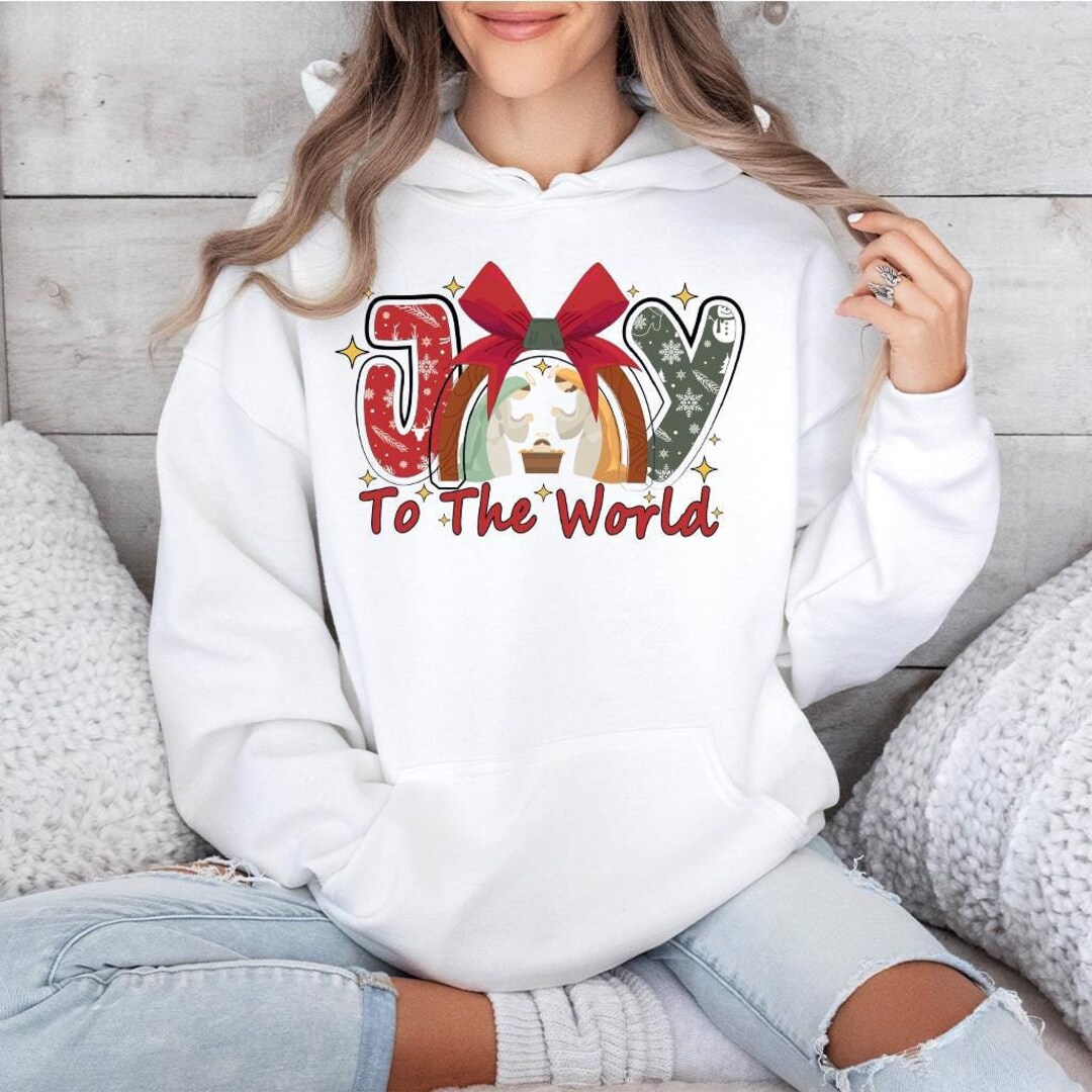 Joy to the World Hoodie, Christian Christmas Hoodie, Cute Jesus Hoodie ...