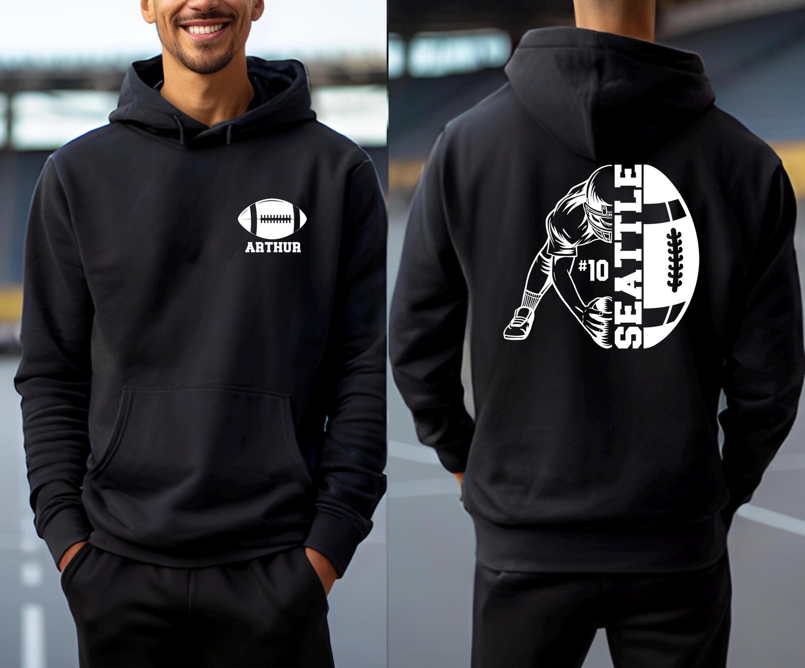 Custom Football Hoodie, Your Name Football, Game Day Hoodie, Football ...