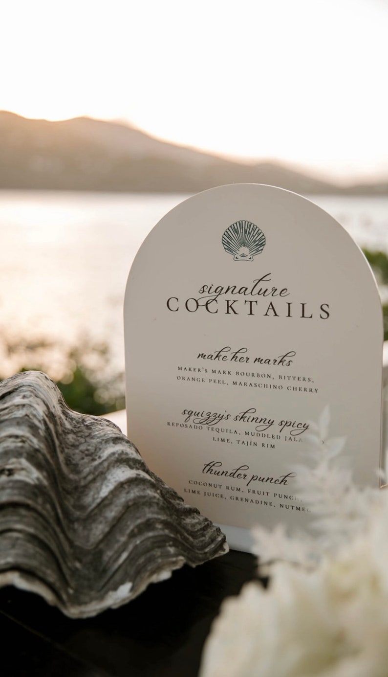 Acrylic Signature Cocktail Sign With Stand - Arch - Arched - Bar Menu ...