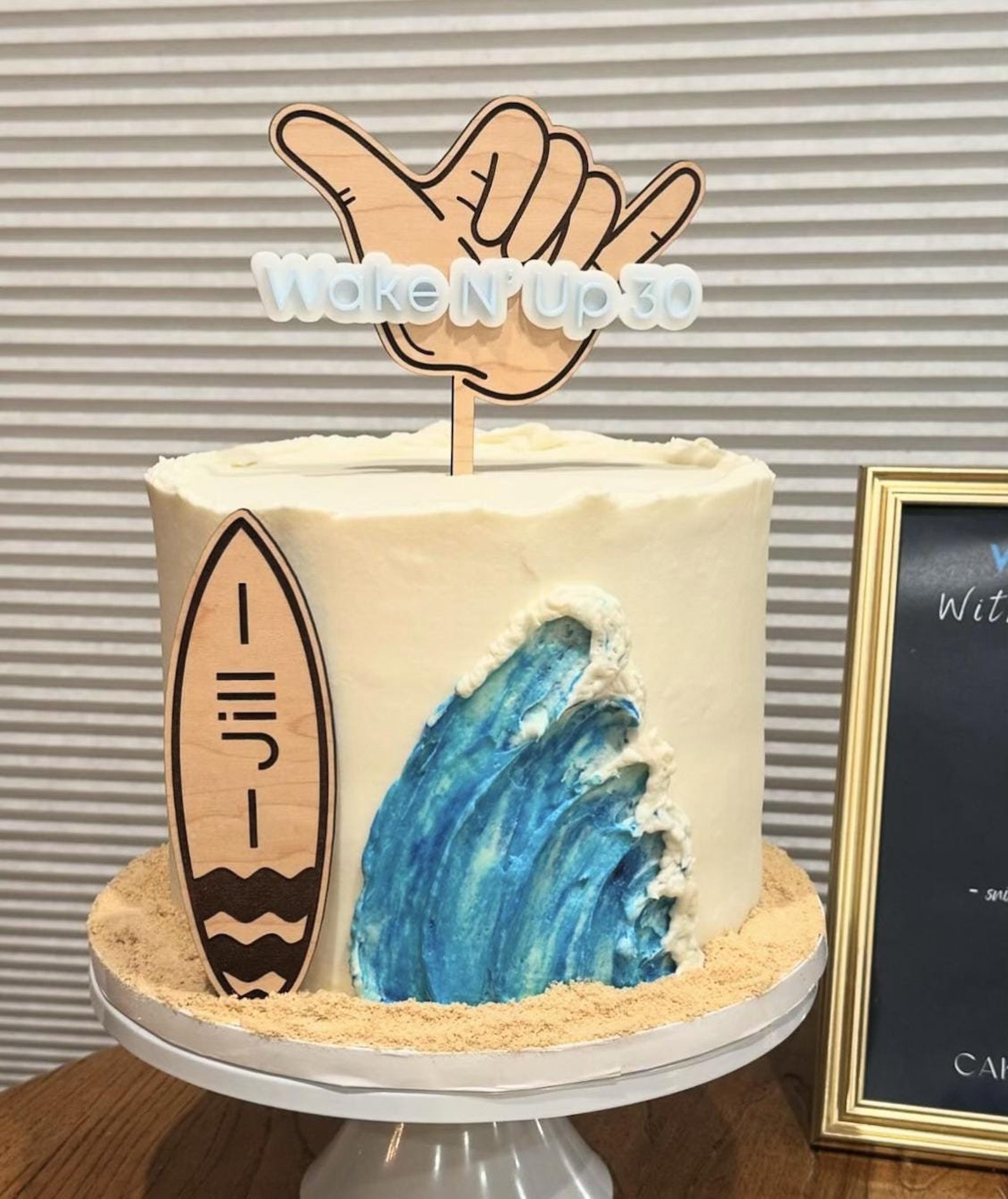 Wakeboard Birthday Cake Topper - Custom - Wake N' up 30 - Surfboard ...