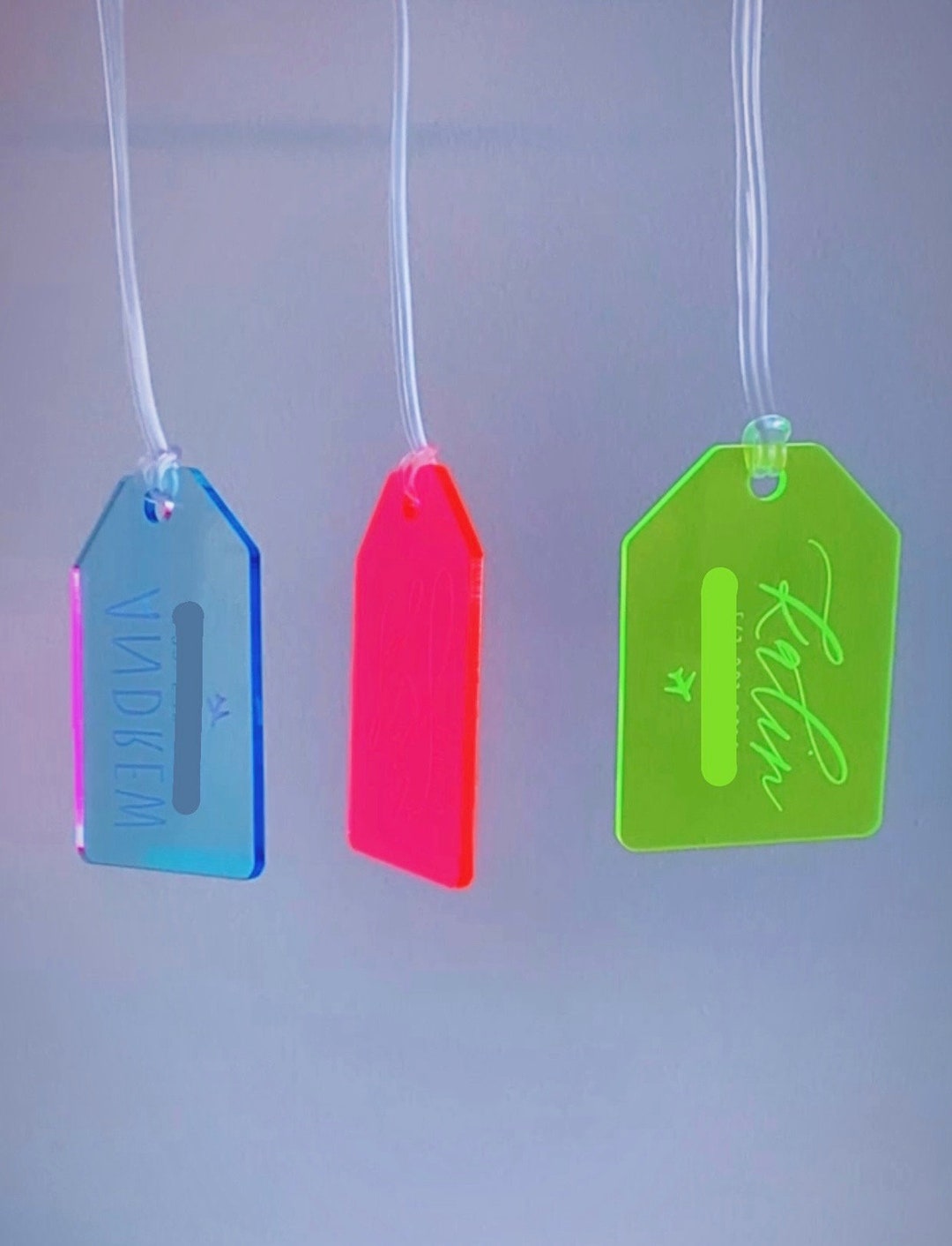 Custom Luggage Name Tags Bag Tags Acrylic With Rubber Loop Strap - Etsy