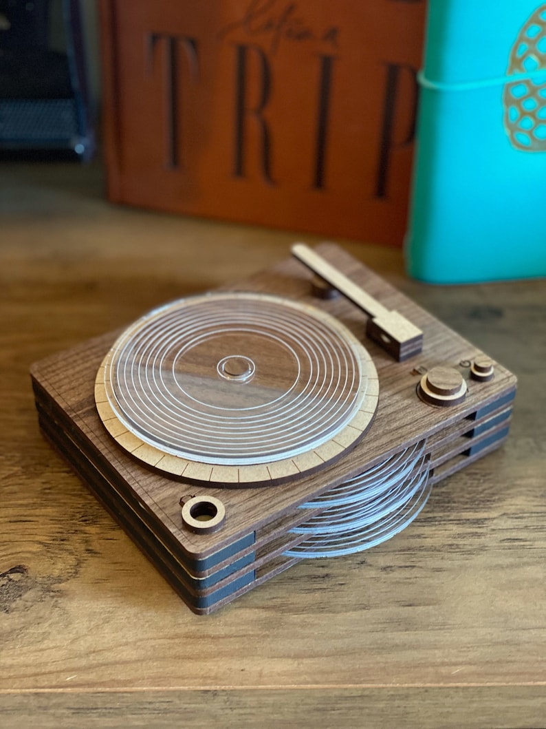 Record Player Coasters - Wood - Acrylic - Vinyl Record - Etsy