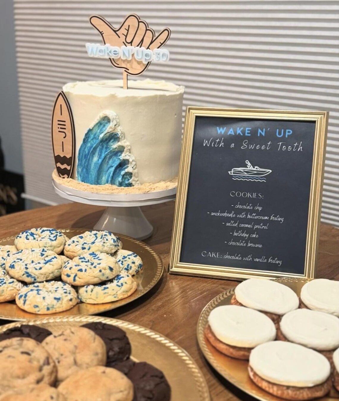 Wakeboard Birthday Cake Topper - Custom - Wake N' up 30 - Surfboard ...