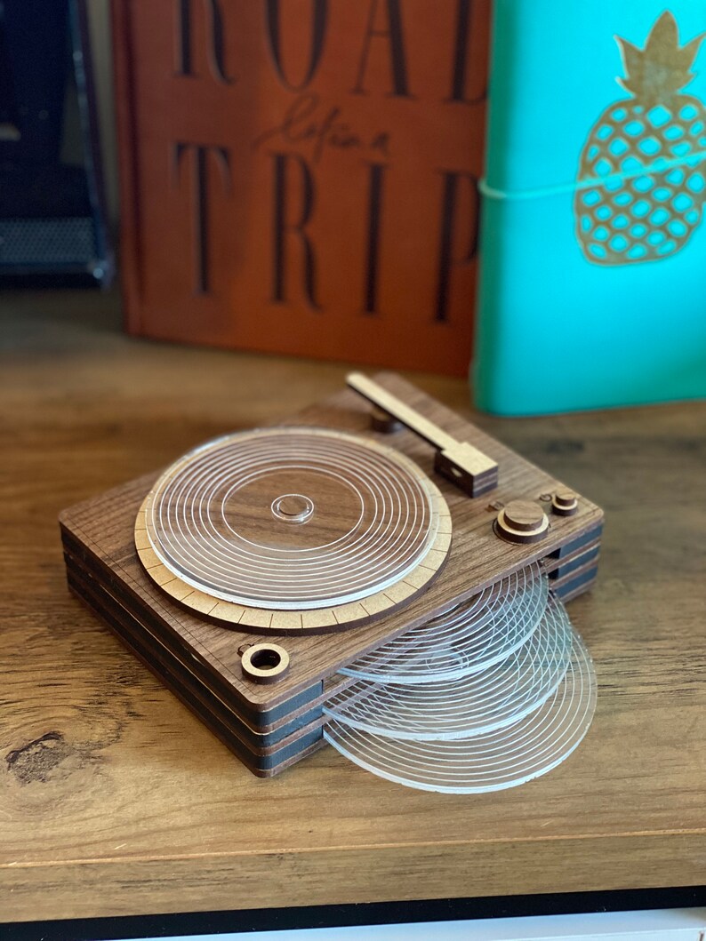 Record Player Coasters - Wood - Acrylic - Vinyl Record - Etsy