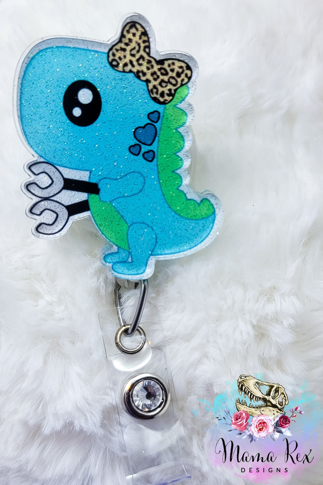 Sparkly Badge Reel Unstoppable Blue Dino - Etsy