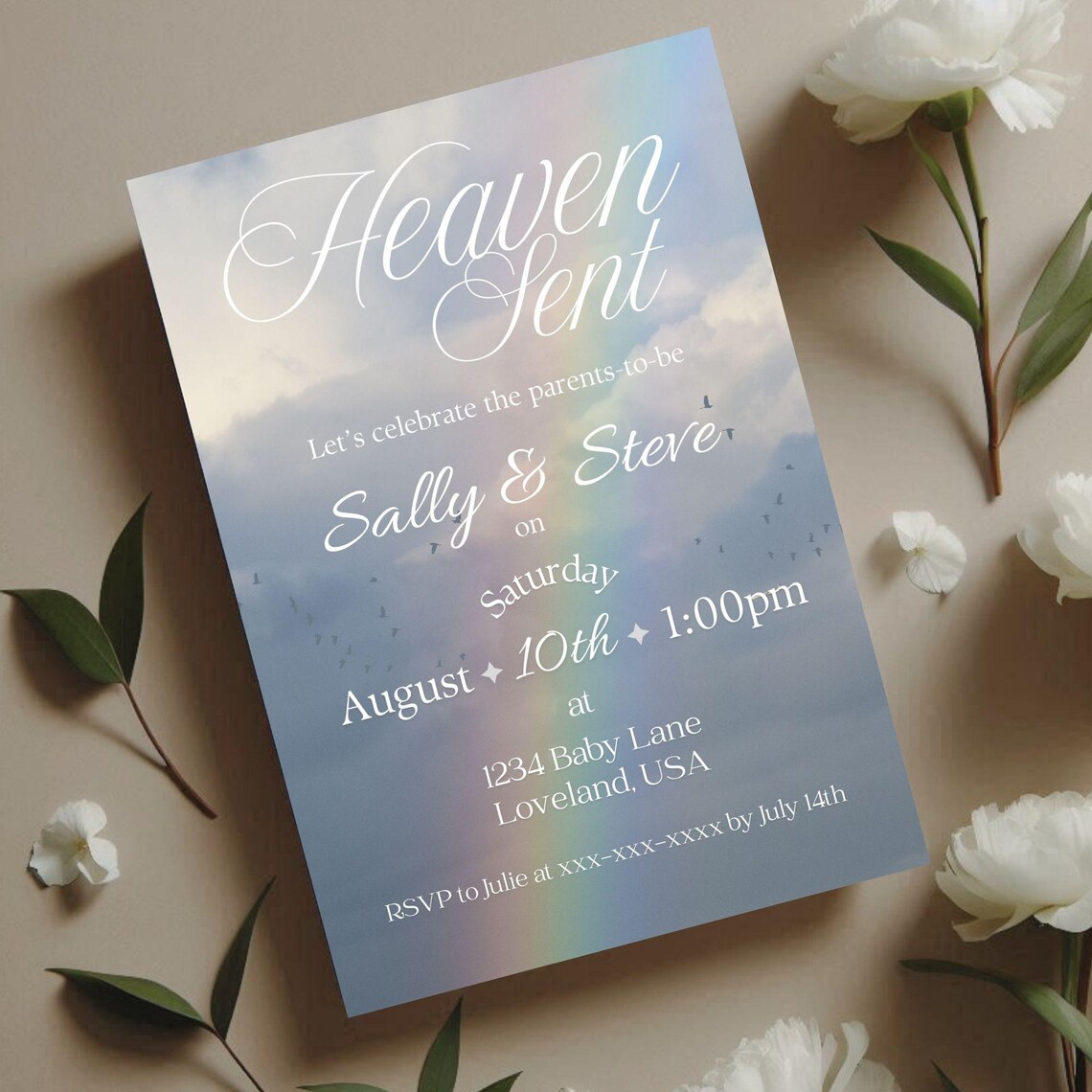 Baby Shower Invite, Heaven Baby Shower, Piece of Heaven, Cloud 9 Baby ...