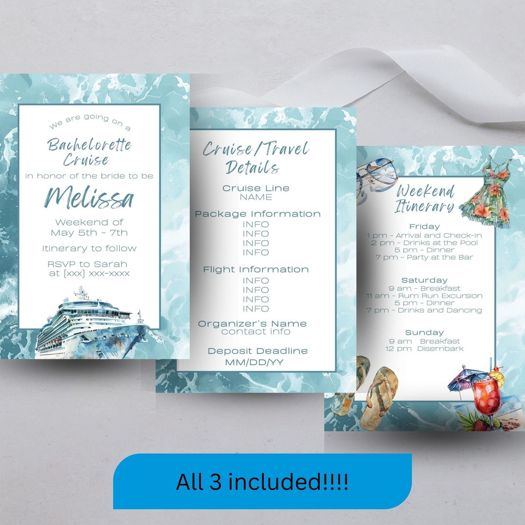 EDITABLE Bachelorette Cruise Invitation, Cruise Invitation, Last Splash ...