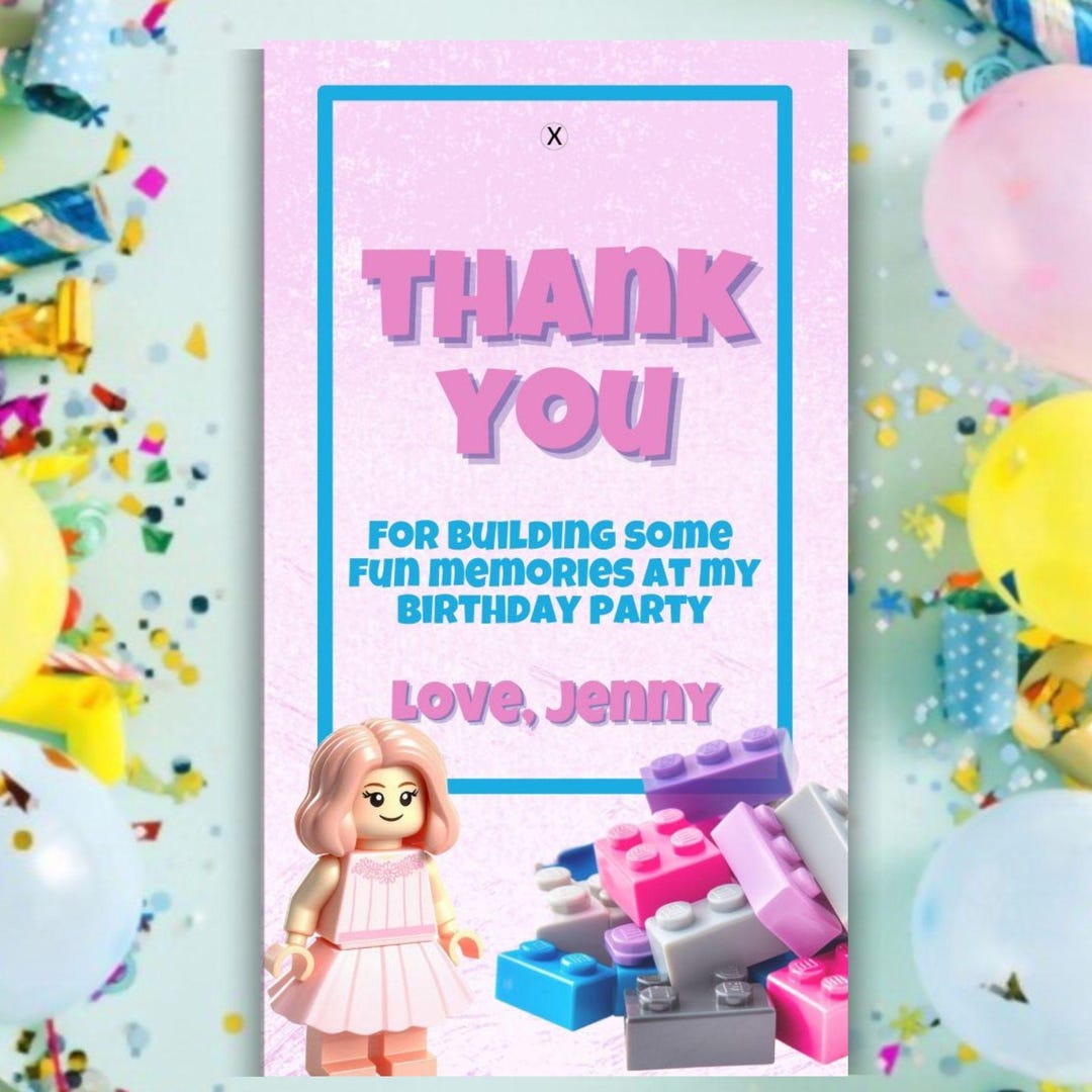 Building Blocks Birthday Thank You Favor Tag, Building Bricks Kids ...