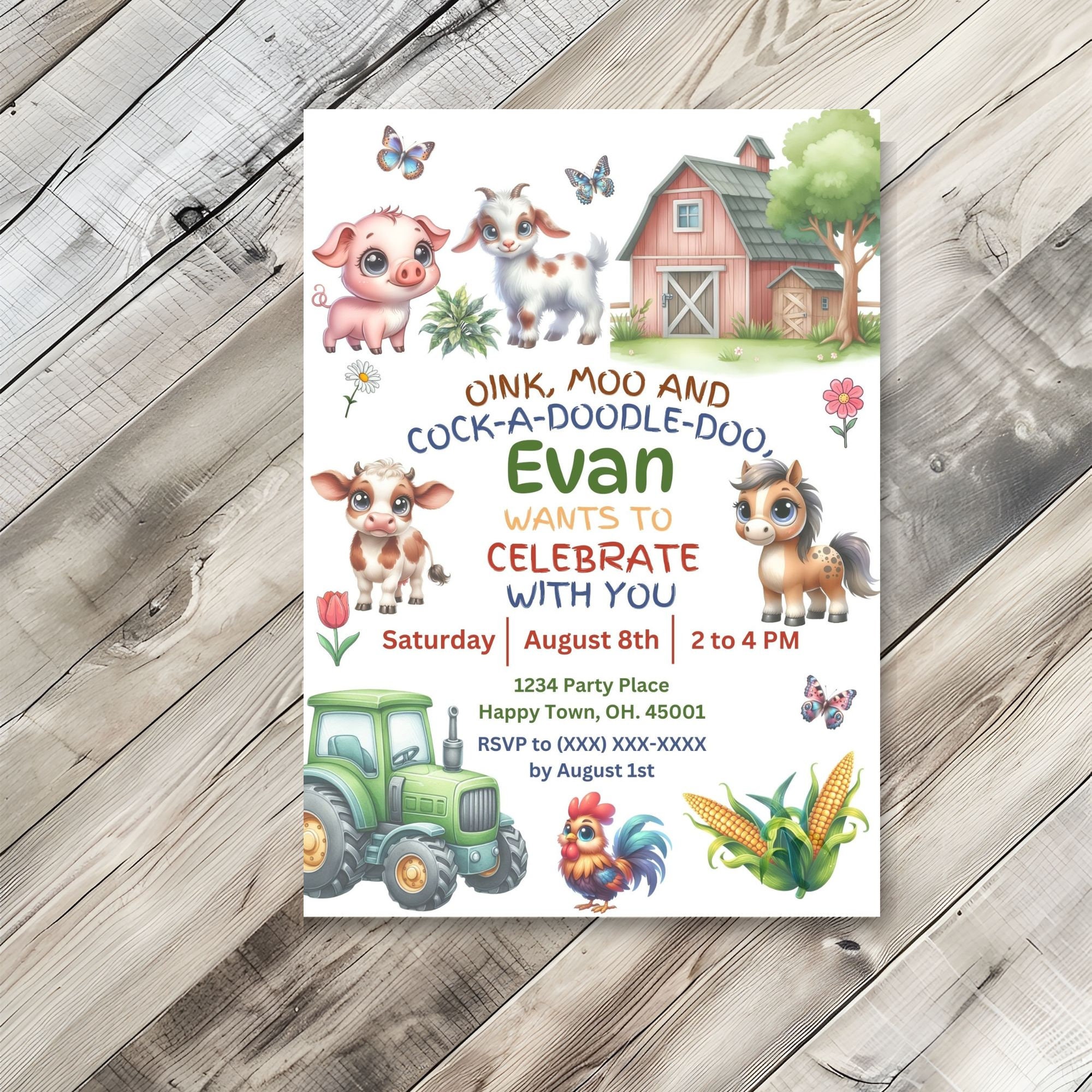 Farm Animal Birthday Invitation, Barnyard Birthday Invitation, Farm ...
